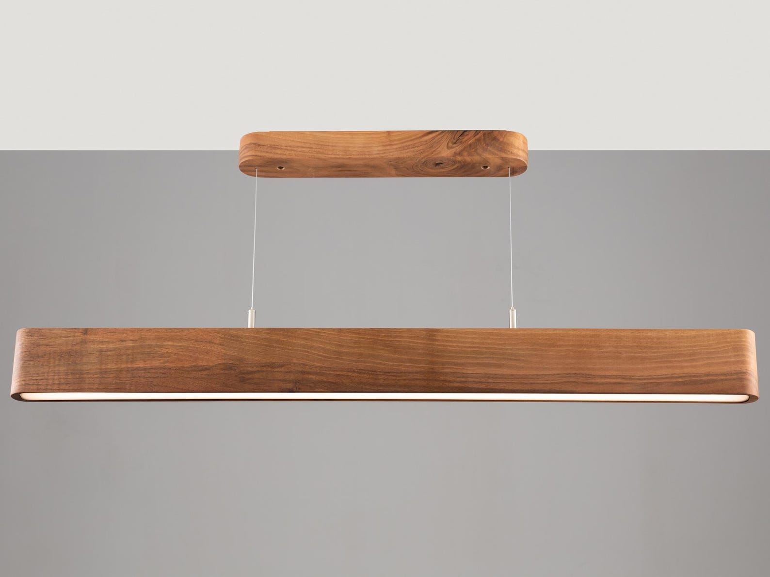 Curved Edge Solid Wood Linear Pendant Light - Etsy UK