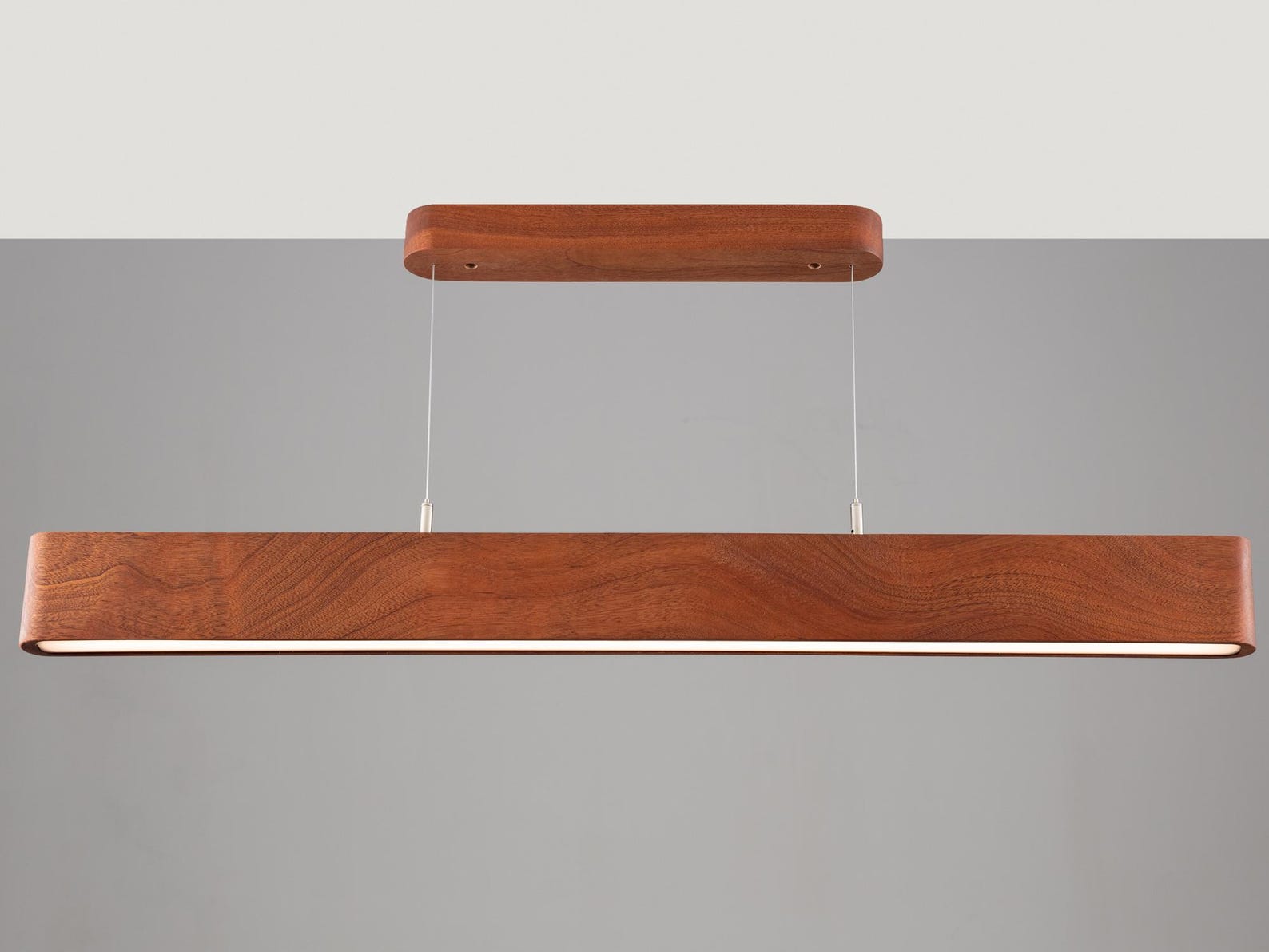 Curved Edge Solid Wood Linear Pendant Light - Etsy