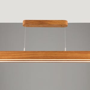 Curved Edge Solid Wood Linear Pendant Light - Etsy