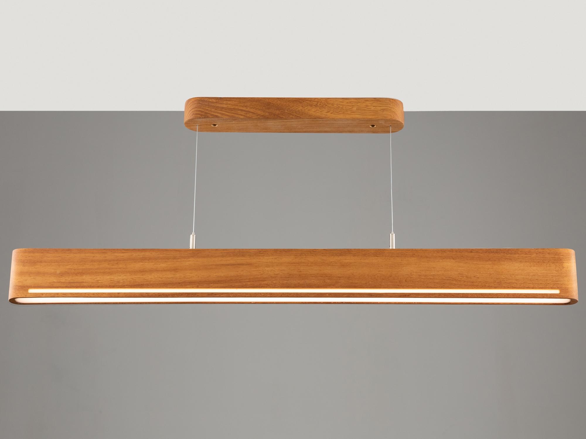 Curved Edge Solid Wood Linear Pendant Light - Etsy