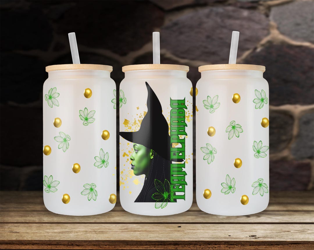 Green Witch Team Elphaba 16 Oz Glass Libby Can Sublimation & UVDTF ...