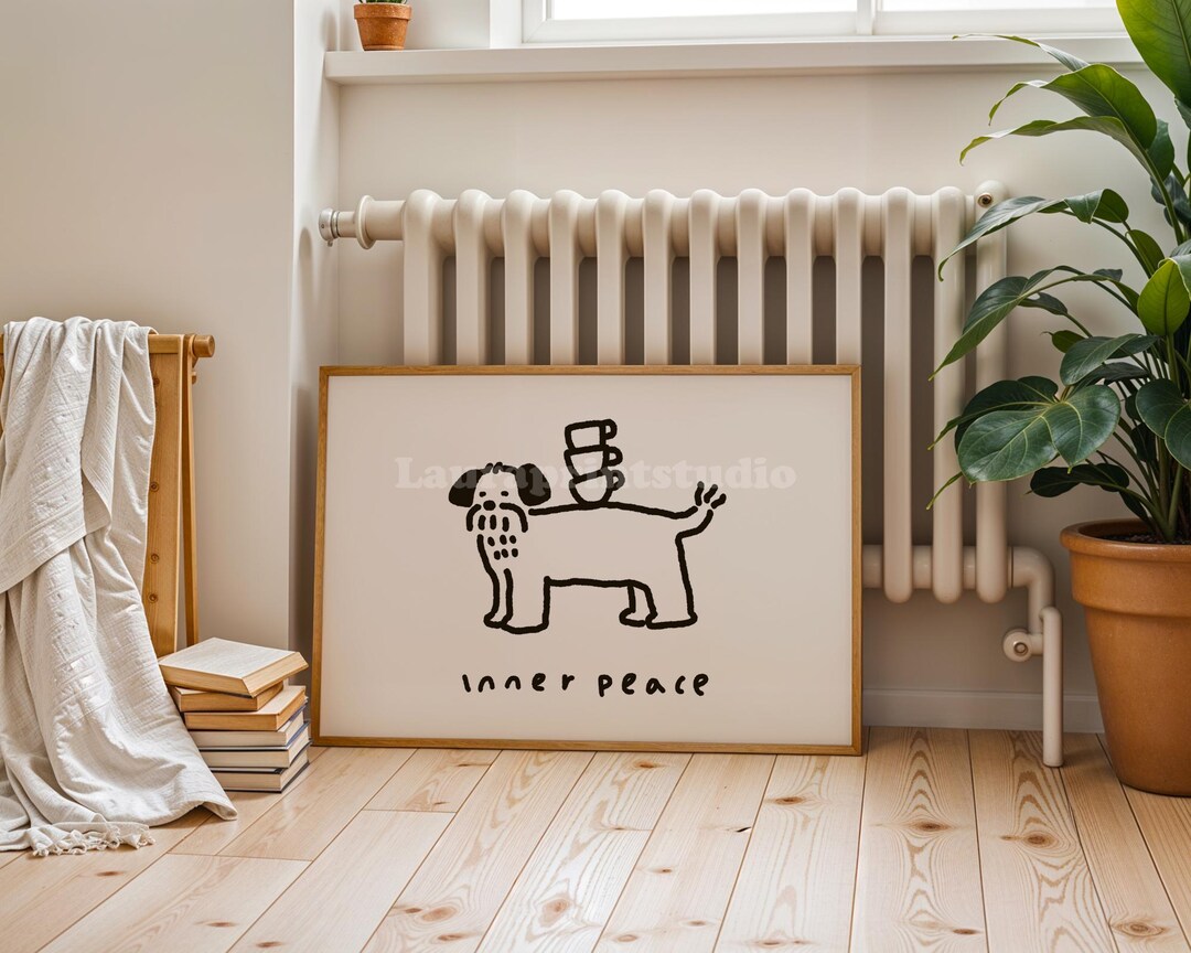 Inner Peace Dog Printable Poster – Cute Dog Illustration, Home Decor ...