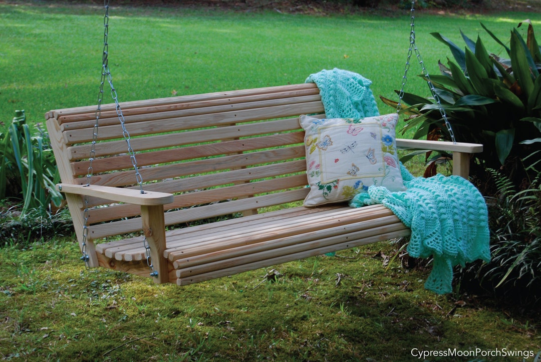 5 Ft Cypress Porch Swing: Handmade Rollback Design - Etsy