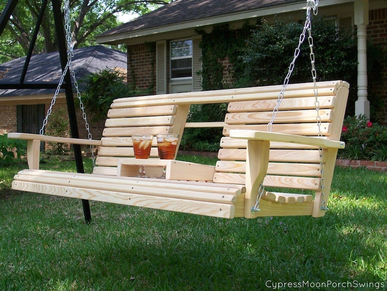 6 Ft Cypress Porch Swing With Flip-down Console - Etsy