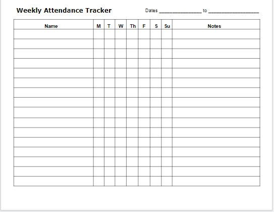 Weekly Attendance Form Fillable and Printable - Etsy