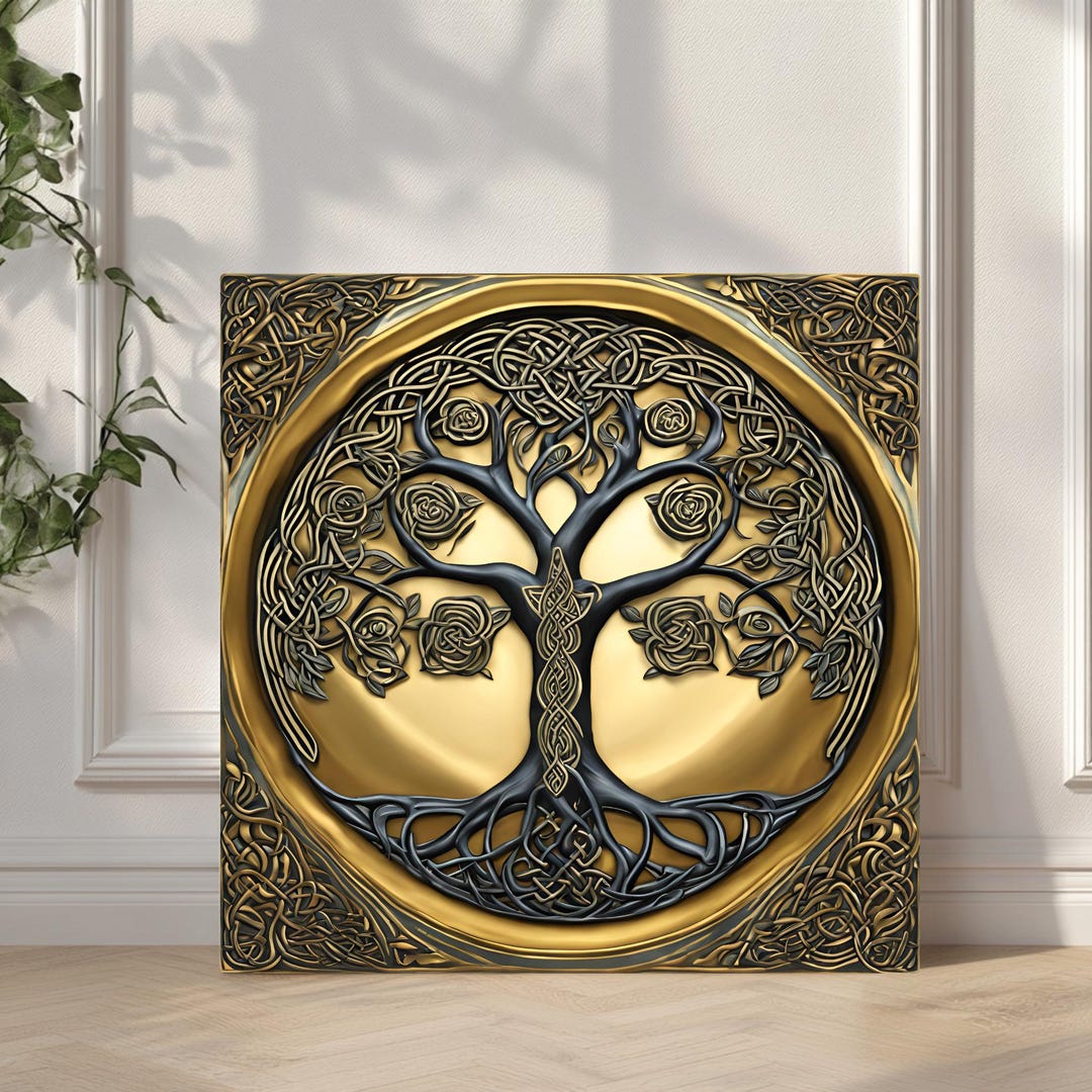 Celtic Mythology Tree of Life Wall Art Poster Large Black and Gold ...