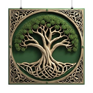 Celtic Tree of Life Green Wall Art Large Norse Mythology Canvas Art ...