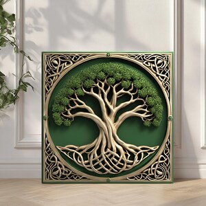 Celtic Tree of Life Green Wall Art Large Norse Mythology Canvas Art ...