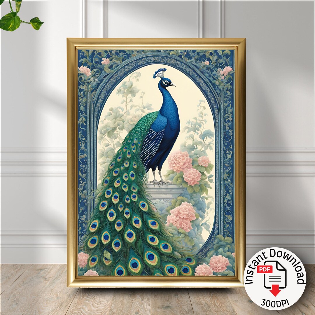 Peacock Art Digital Download Entryway Art Peacock Print Download Living ...