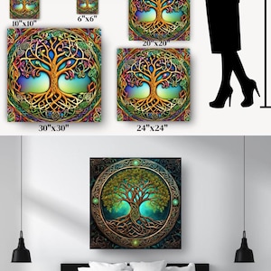 Celtic Tree of Life Green Wall Art Large Norse Mythology Canvas Art ...