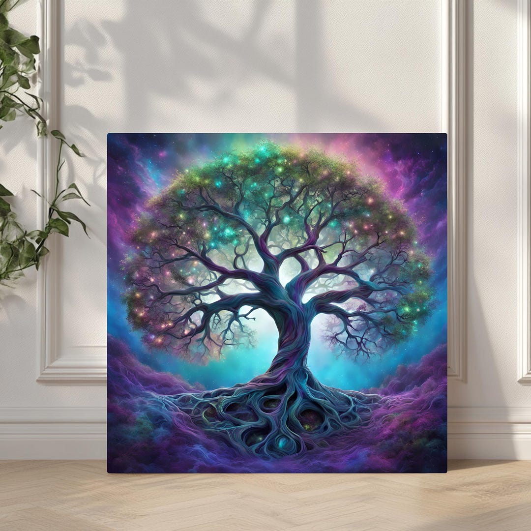 Tree of Life Purple Wall Art Purple Aura Canvas Art Poster Yggdrasil ...
