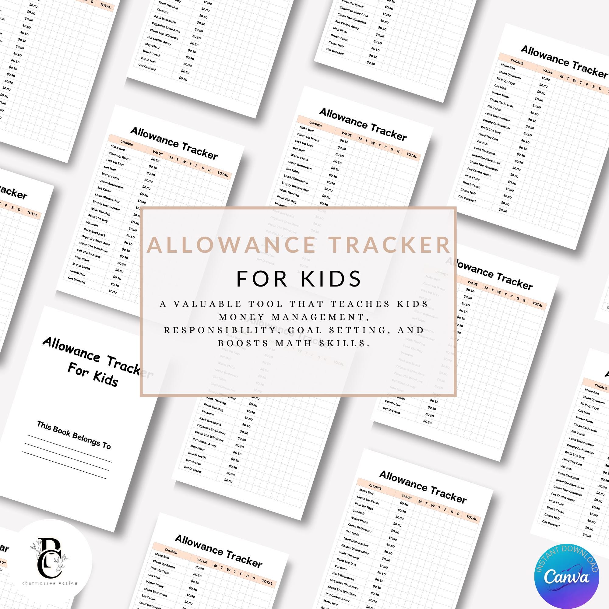 EDITABLE Allowance Chart for Kids. Printable Allowance Chore Chart ...
