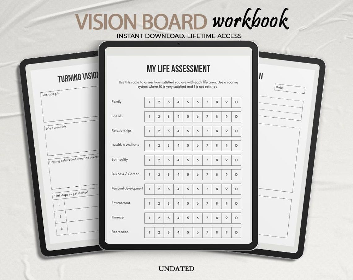 Printable Vision Board Workbook Vision Board, Vision Board Kit, Vision ...