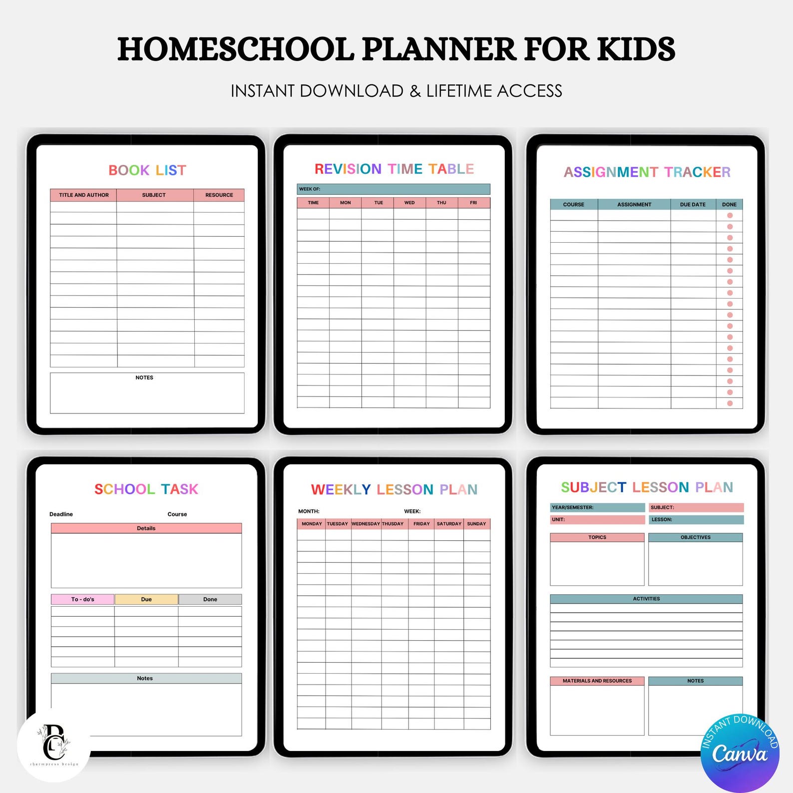 Editable Kids Homeschool Schedule, Kids Homeschool Planner, Homeschool ...