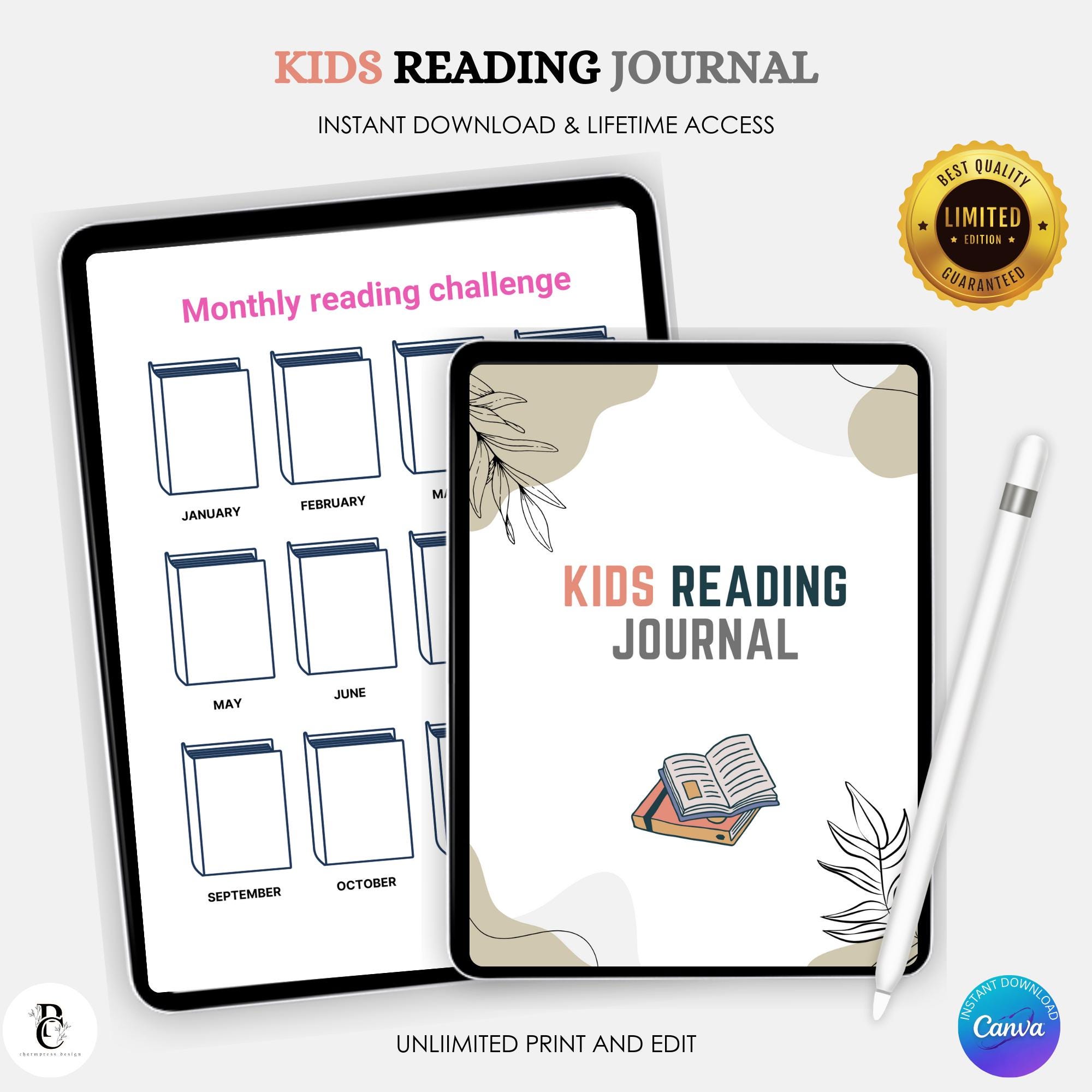 Kids Reading Journal Printable, Kids Reading Log, Reading Tracker ...