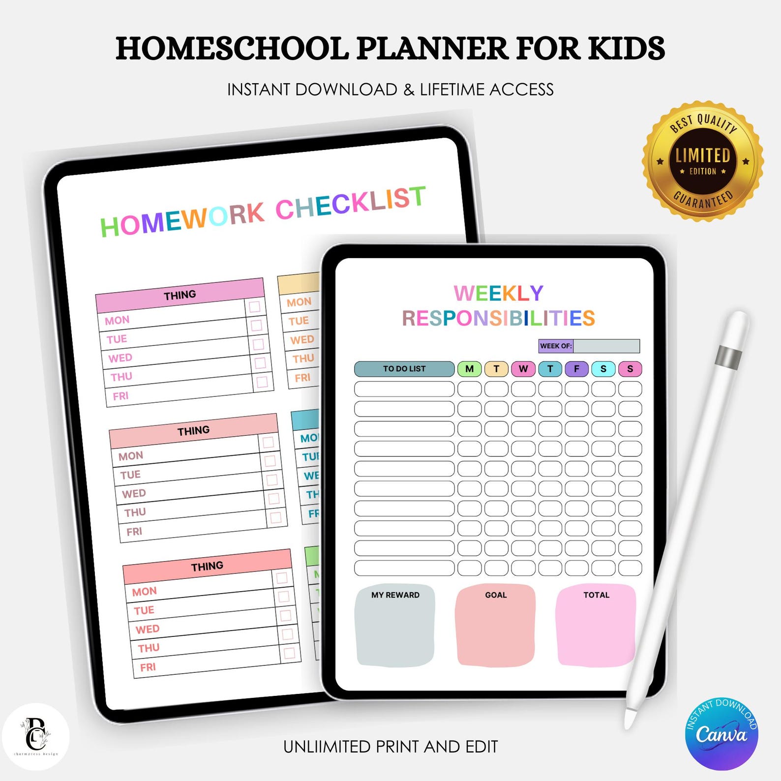 Editable Kids Homeschool Schedule, Kids Homeschool Planner, Homeschool ...