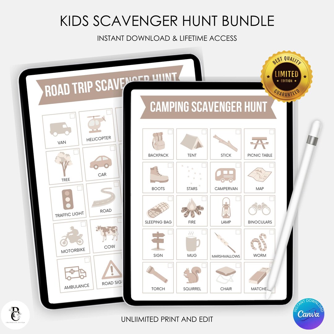 Nature Scavenger Hunt Bundle | Printable Outdoor Treasure Hunt for Kids ...