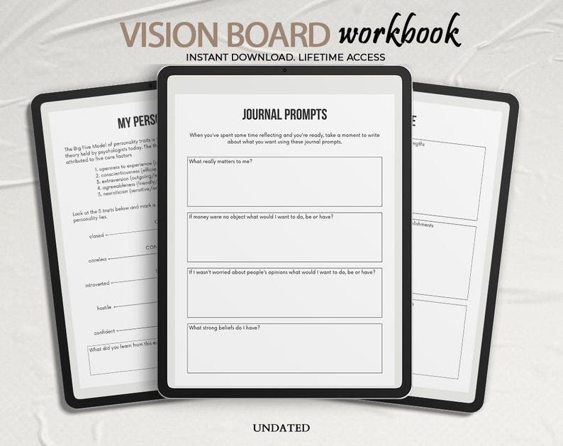 Printable Vision Board Workbook | Vision Board, Vision Board Kit ...