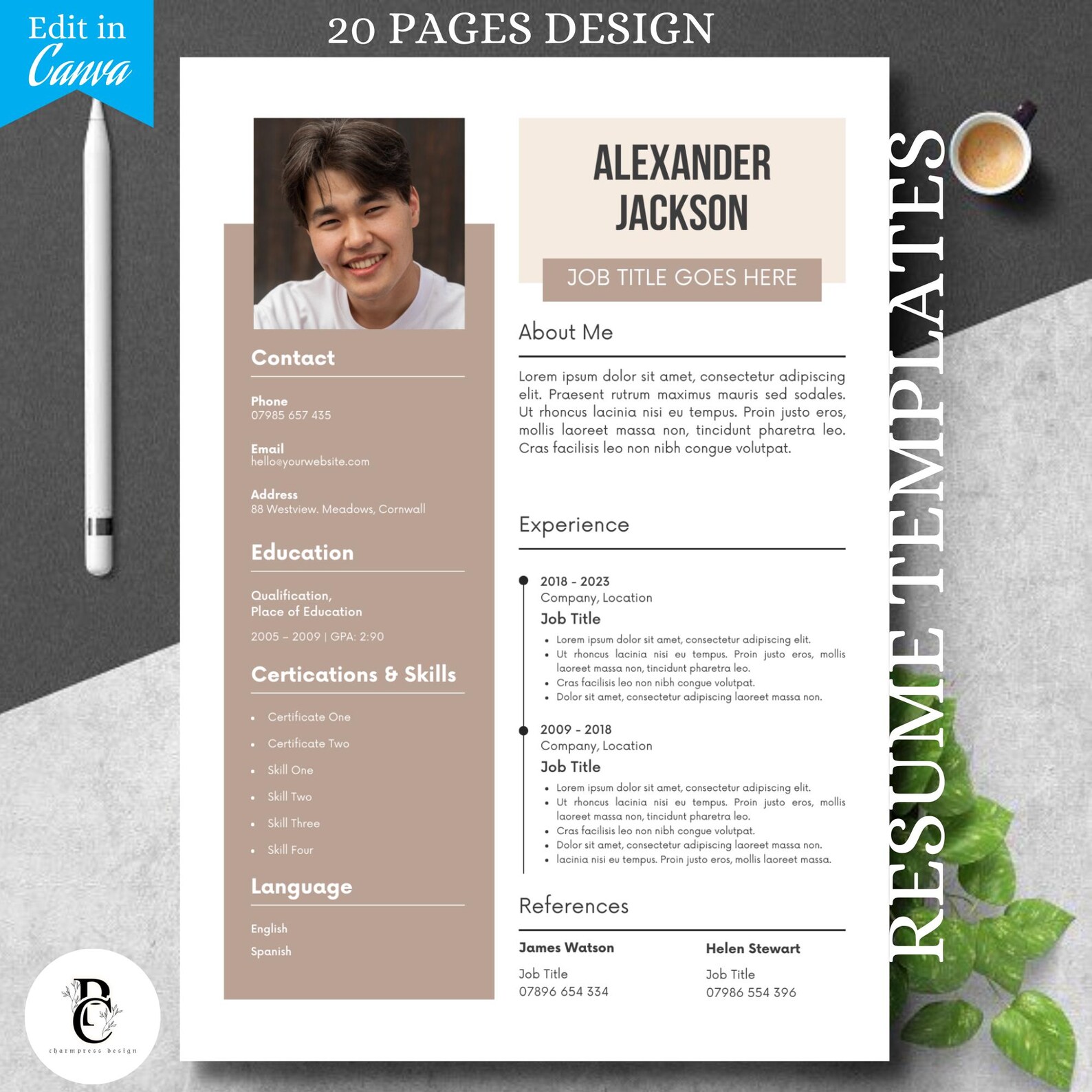 CV Templates, Resume Template With Photo, Professional Resume Template ...