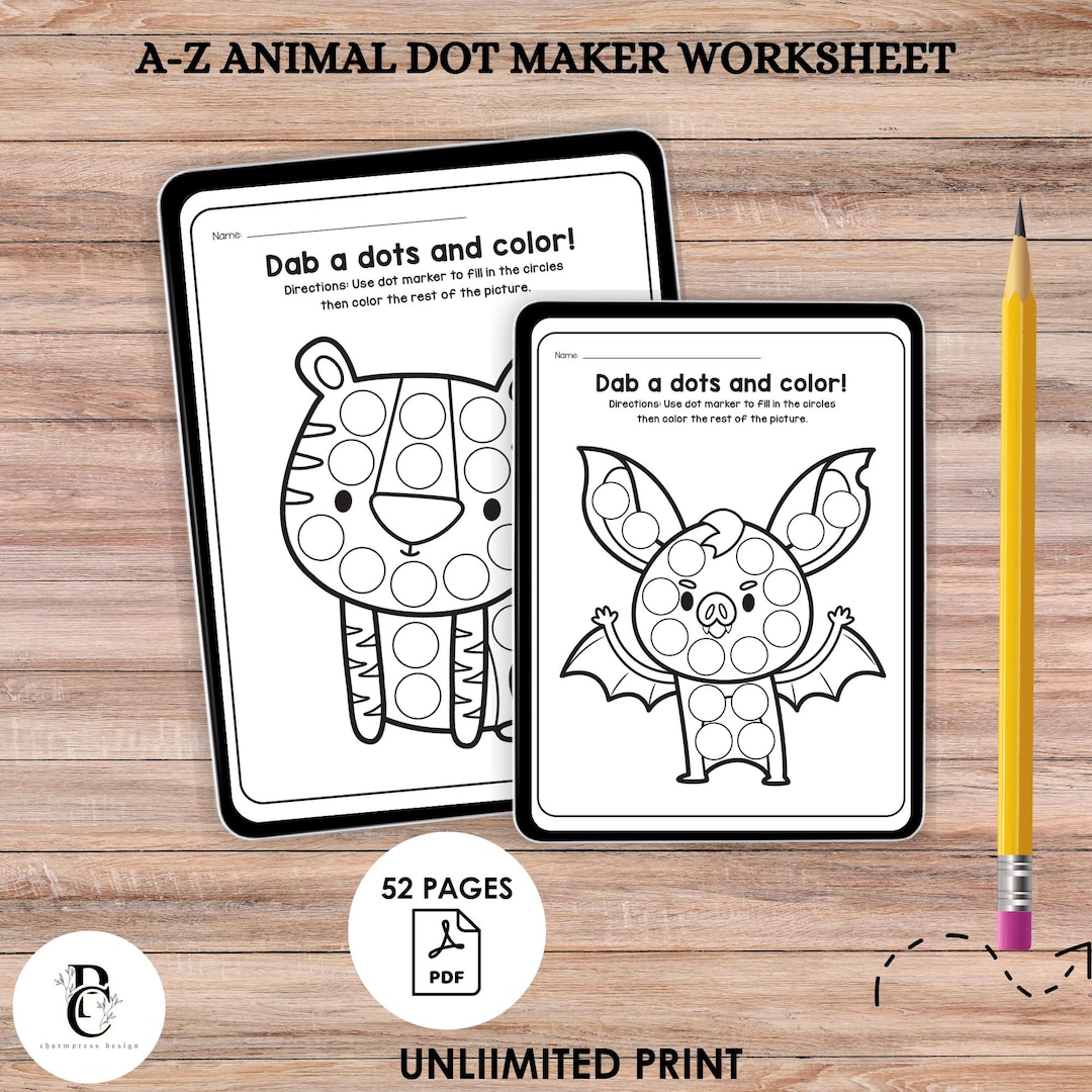 Alphabet Animal Dot Marker Pages, 52 Worksheets, Dot Marker, Toddler ...