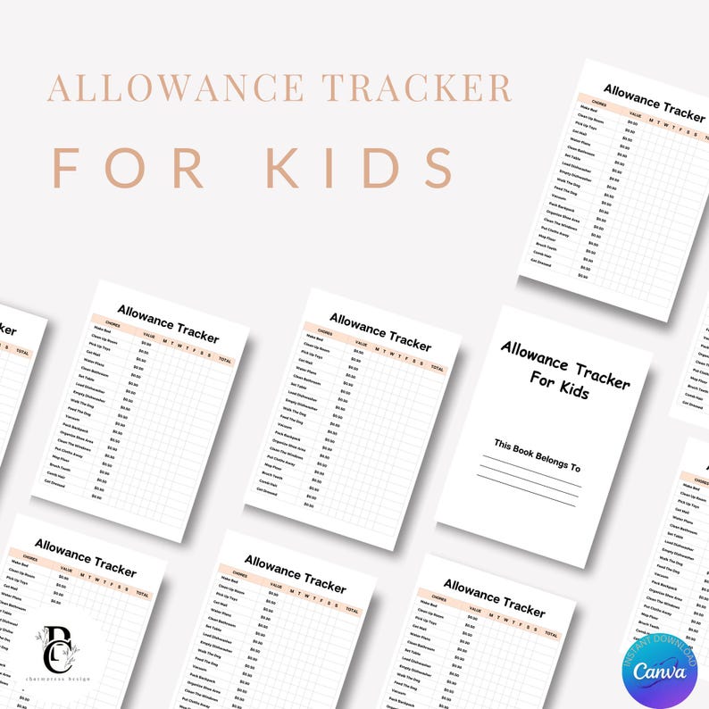 EDITABLE Allowance Chart for Kids. Printable Allowance Chore Chart ...