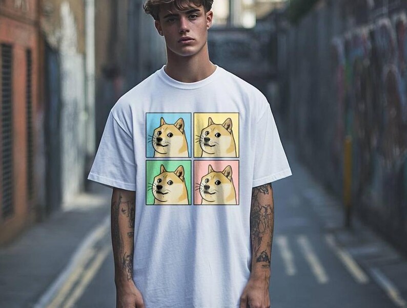 Funny Doge Meme Shirt - Pastel 4-panel Doge T-shirt - Cute & Minimalist ...