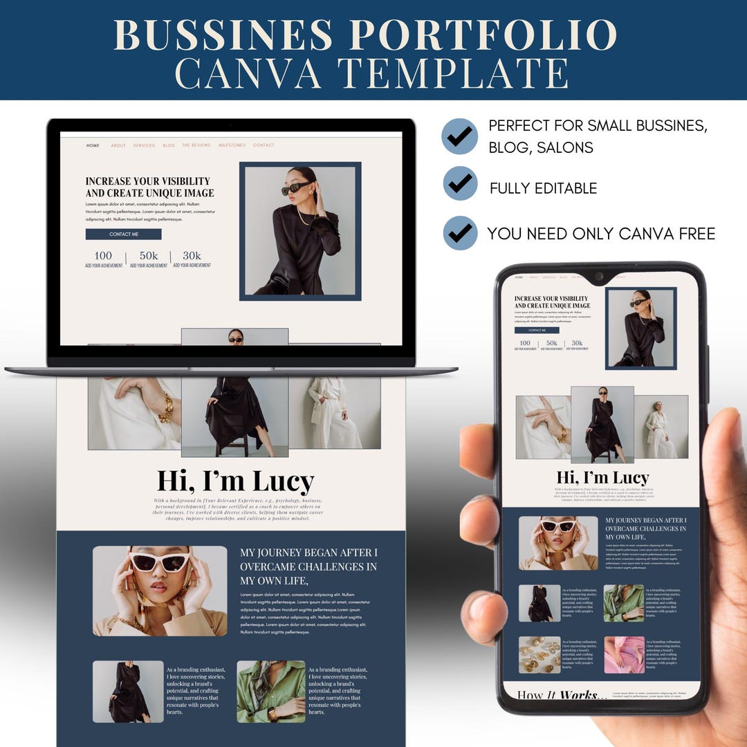 Business Portfolio Website Template on Canva, Sales Page, Content ...