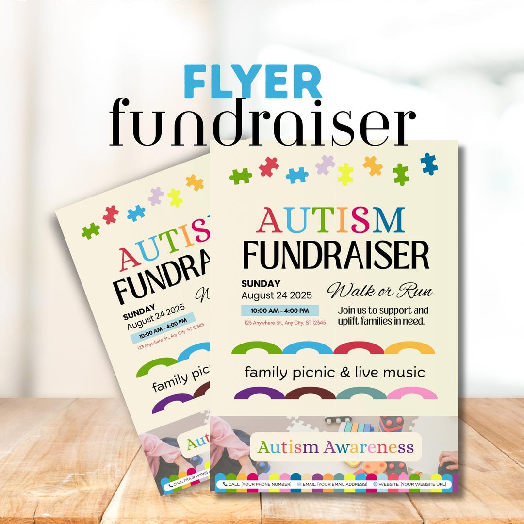 Flyer Autism Fundraiser Template Canva, Editable Autism Awareness ...