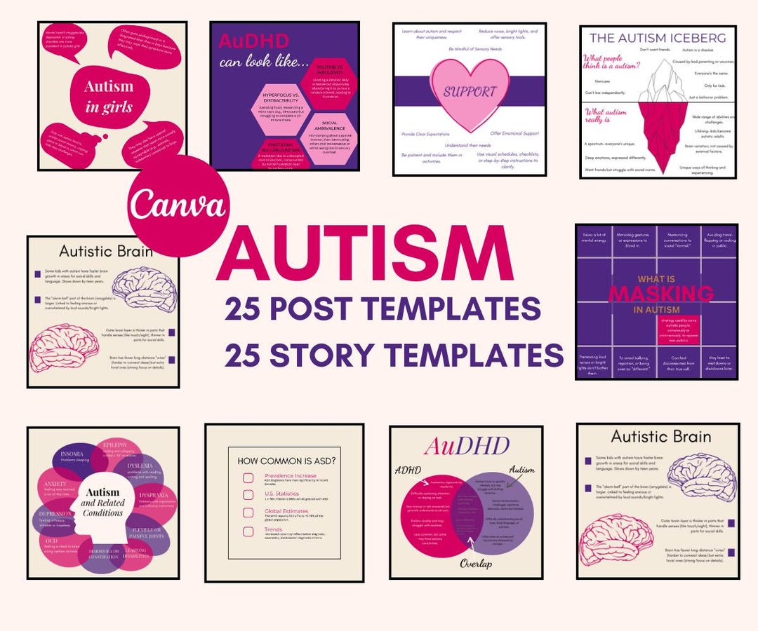 Autism Template Post Instagram on Canva, Autism Awareness, Autism Kids ...