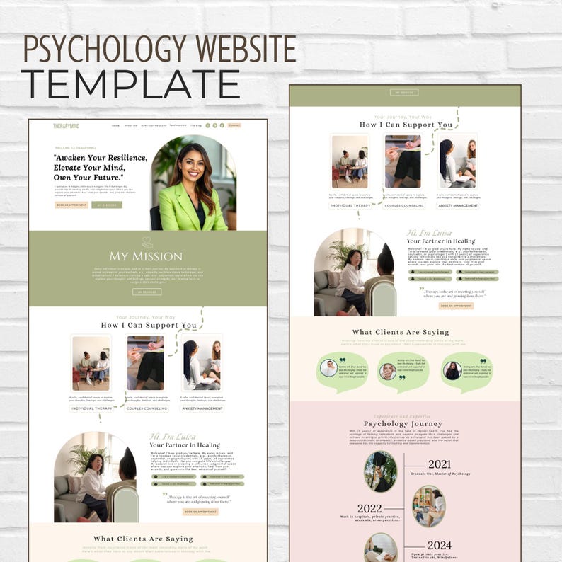 Psychotherapies Website Template on Canva for Therapist Landing Page ...