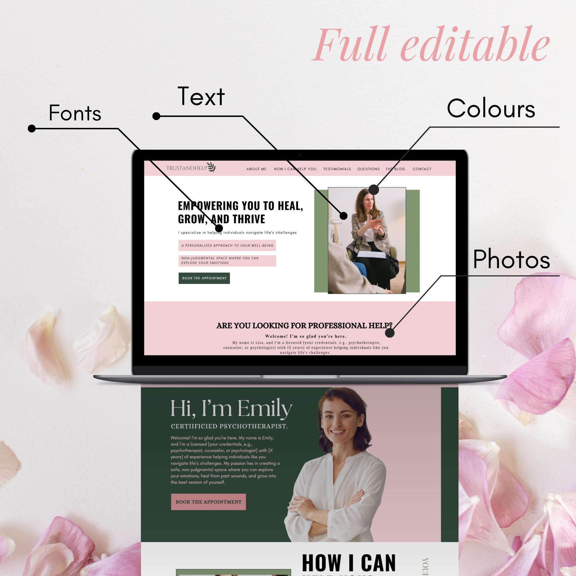 Therapist Landing Page Template Canva, Homepage for Psychologists, Page ...