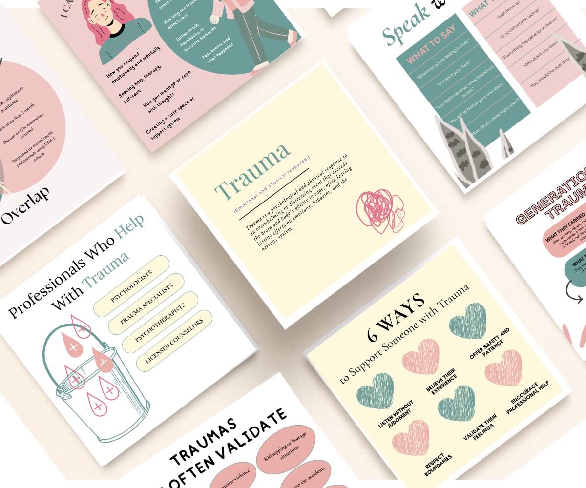 Trauma Awareness Template Post Instagram, Mental Health IG, Therapist ...