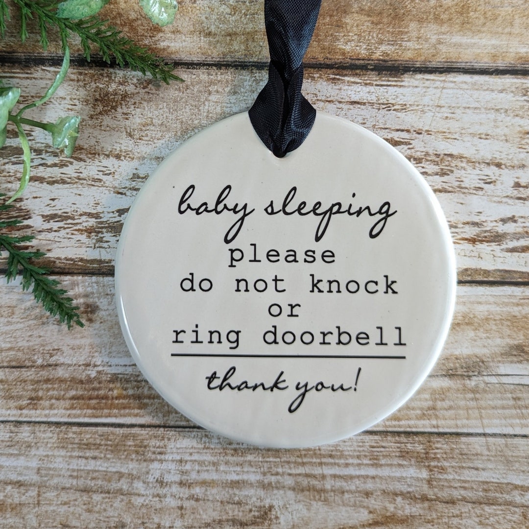 Baby Sleeping Sign Do Not Knock, Do Not Ring Doorbell Sign, No Knocking ...