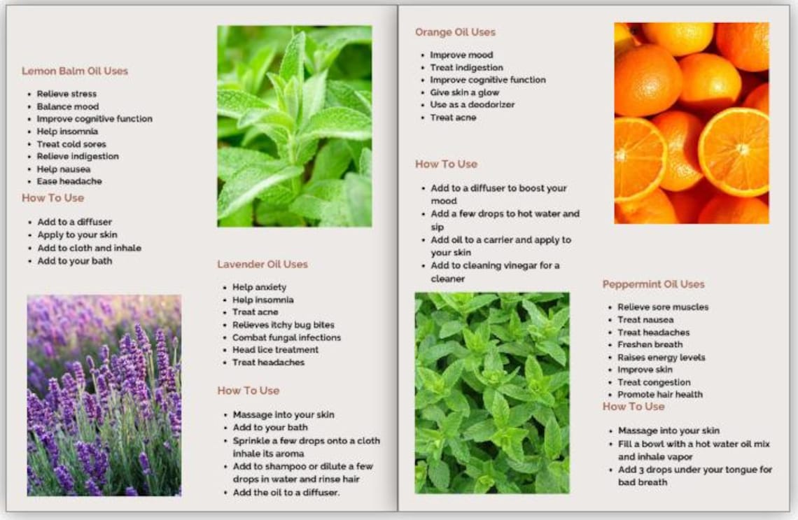 Essential Oils & Their Uses Printable Chart, Essential Oil Chart ...