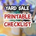 Yard Sale Checklist, Printable Yard Sale Checklist, Garage Sale ...