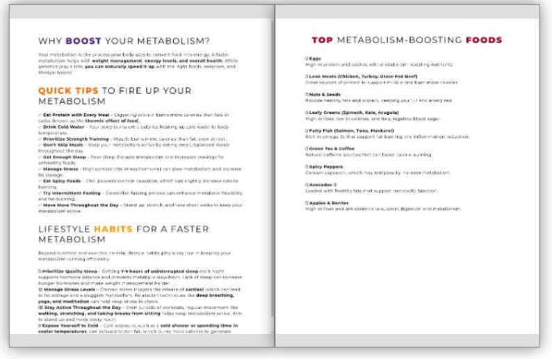 Metabolism Boosting Cheat Sheet | Printable PDF With Foods, Tips ...