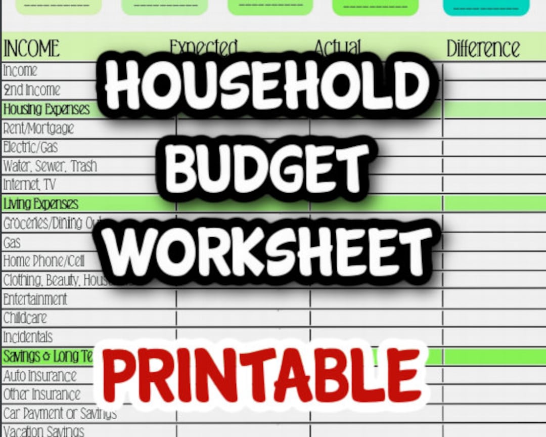 Household Budget Worksheet, Budget Worksheet Printable, Household ...