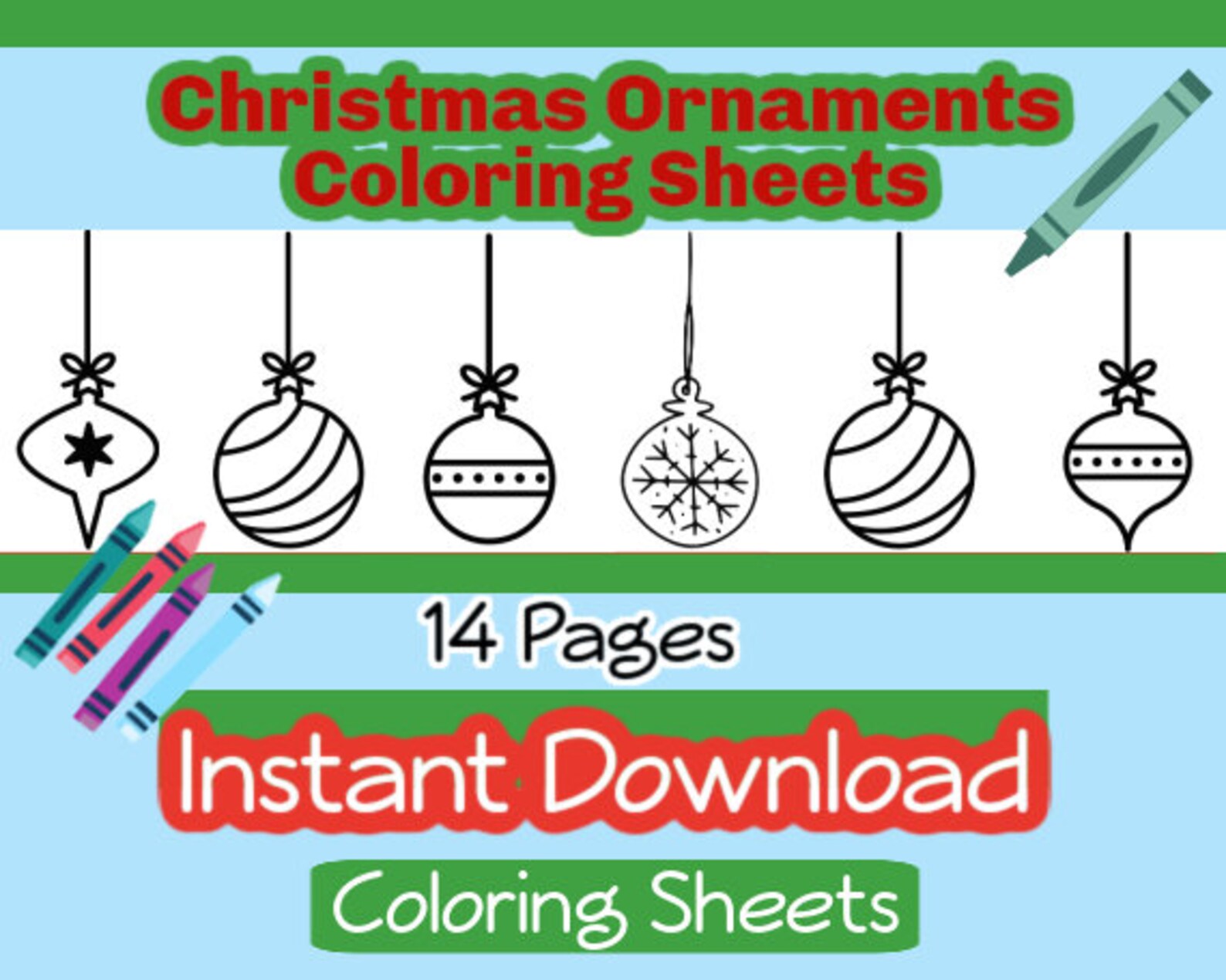 Christmas Ornaments Coloring Pages: Festive Holiday Activity (digital ...