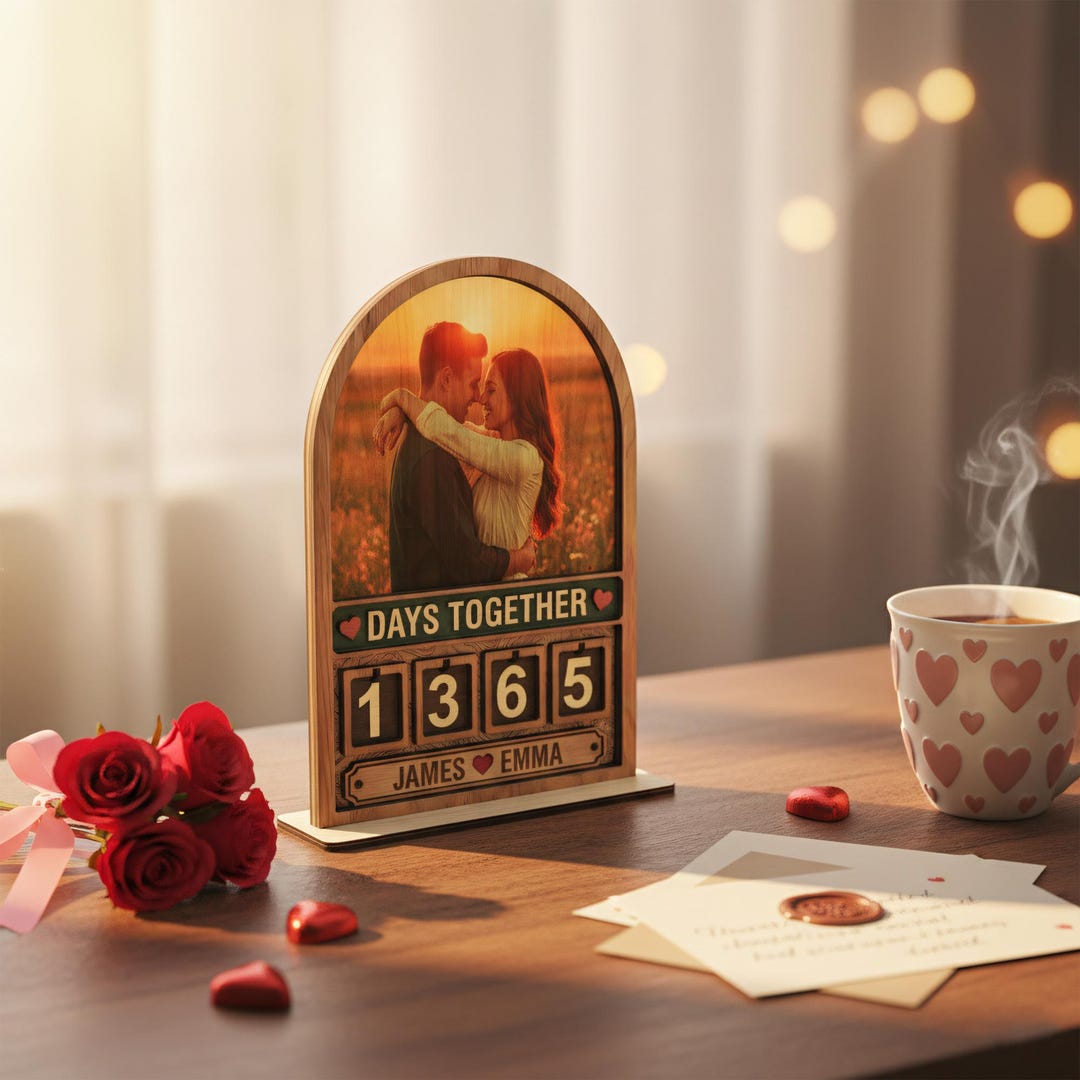 Personalized Days in Love Tracker, Custom Photo Couple Sign ...