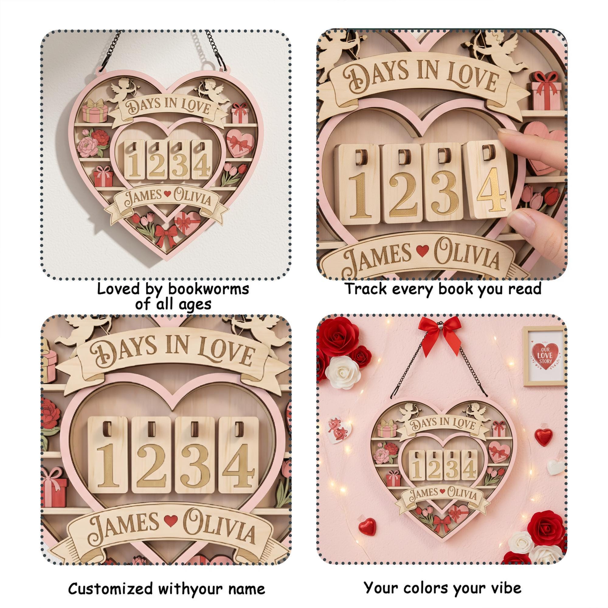 Personalized Days in Love Tracker, Custom Couple Sign, Anniversary Gift ...