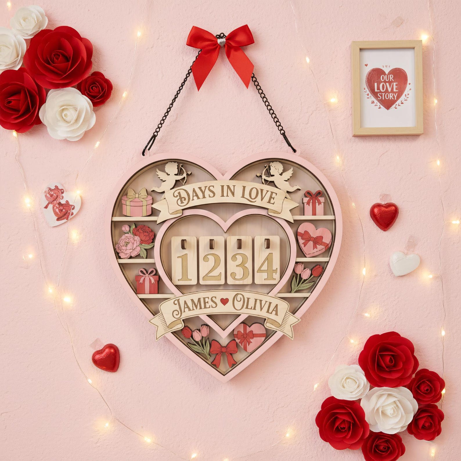 Personalized Days in Love Tracker, Custom Couple Sign, Anniversary Gift ...