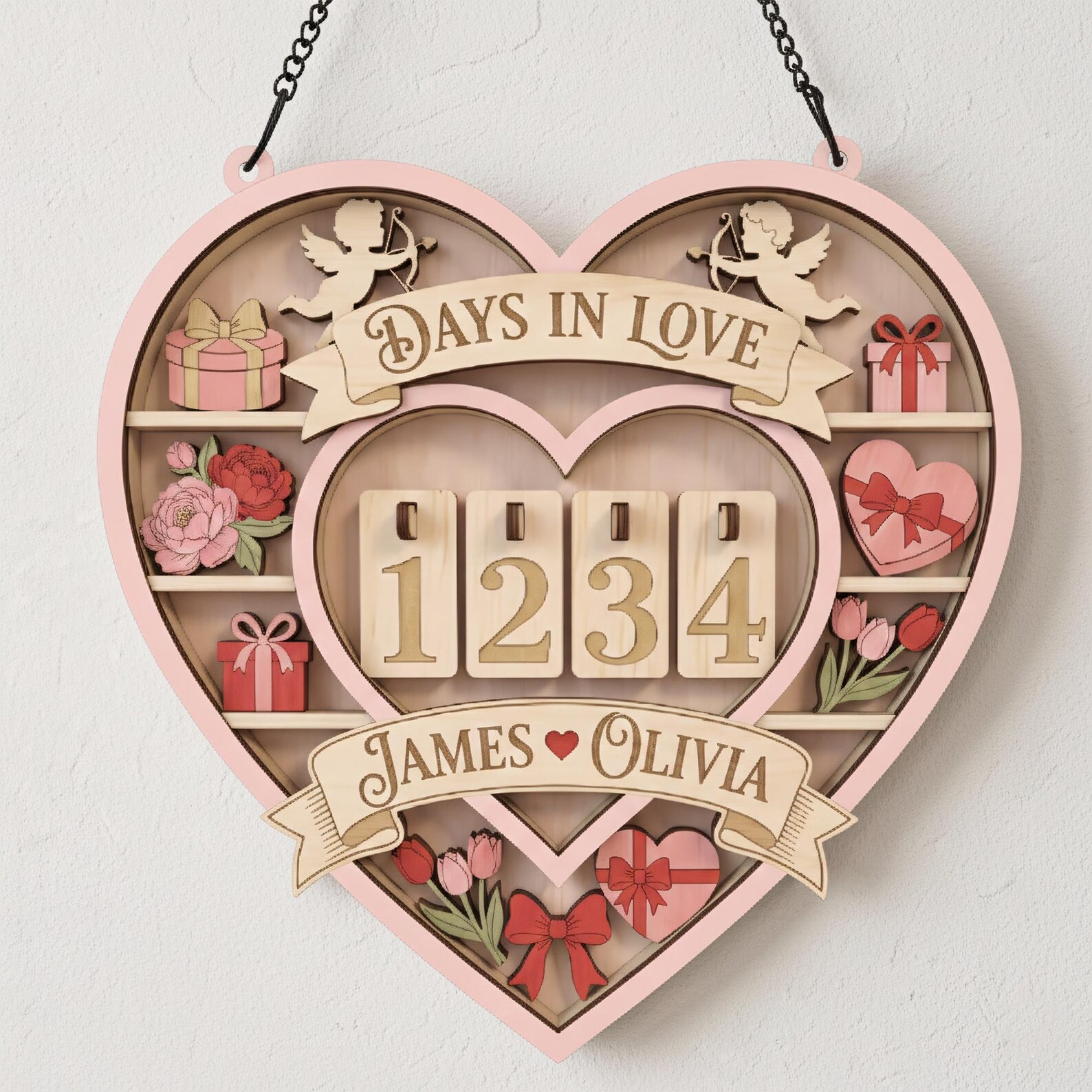 Personalized Days in Love Tracker, Custom Couple Sign, Anniversary Gift ...