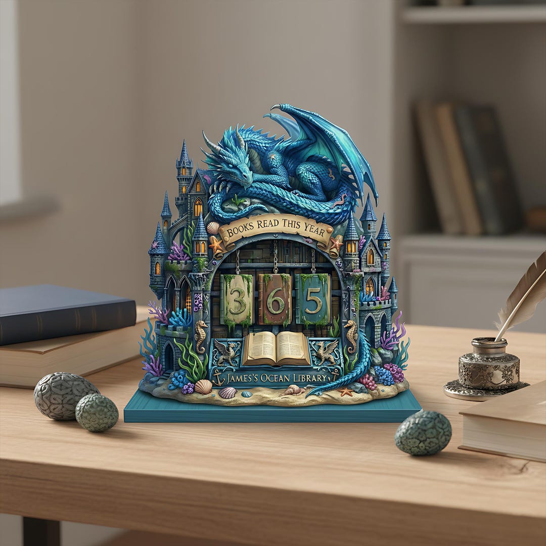 Dragon Books Read This Year Tracker 2D 2-layered, Personalized Fantasy ...