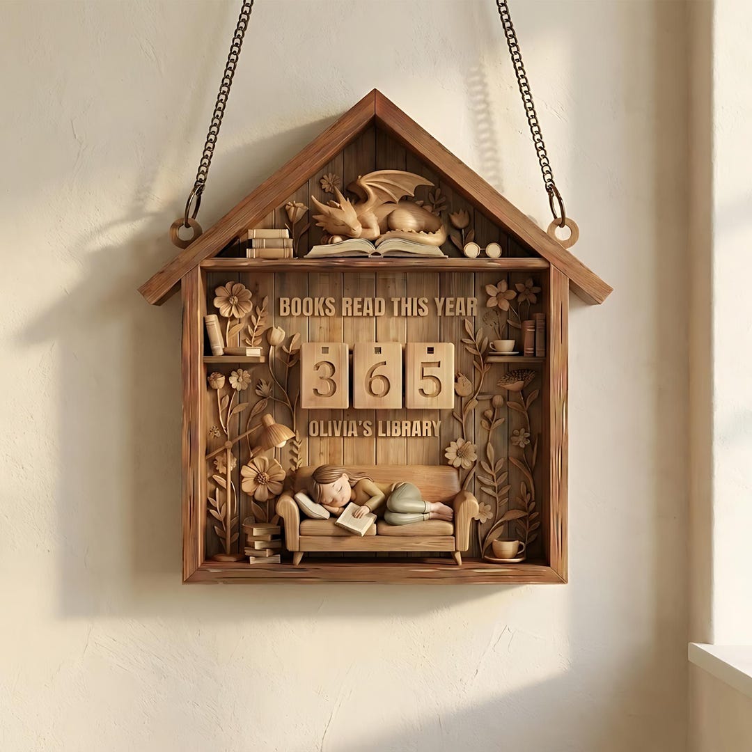 Custom Wooden Books Read This Year Tracker, Personalized Library Shelf ...