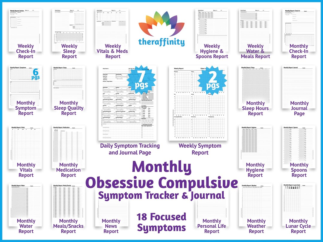 OCD Symptom Tracker & Journal Daily Diary With Weekly and Monthly ...
