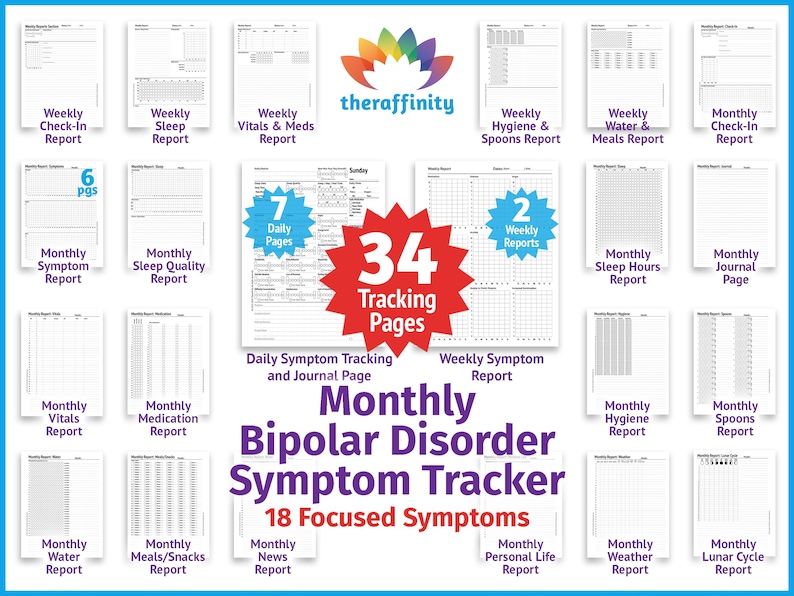 Monthly Bipolar Journal and Symptom Tracker for Bipolar Disorder ...