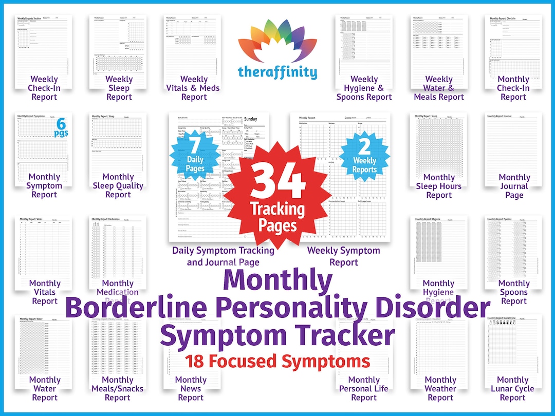 Monthly BPD Journal and Symptom Tracker for Borderline Personality ...
