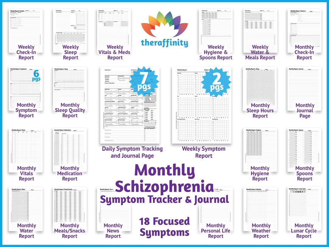 Monthly Schizophrenia Symptom Tracker and Mood Tracker for ...