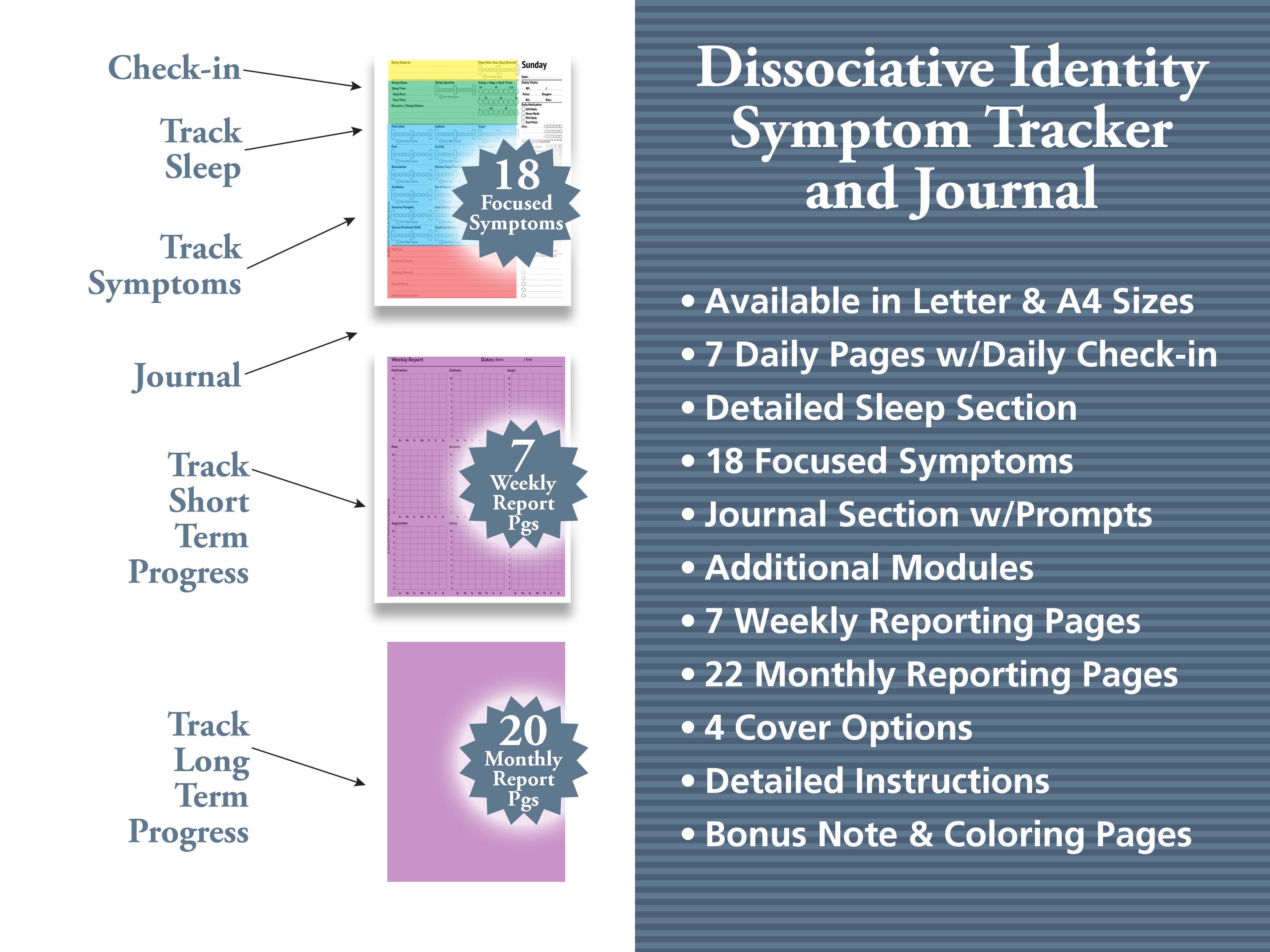 Monthly Dissociative Identity Disorder Journal for DID Symptom Tracker ...