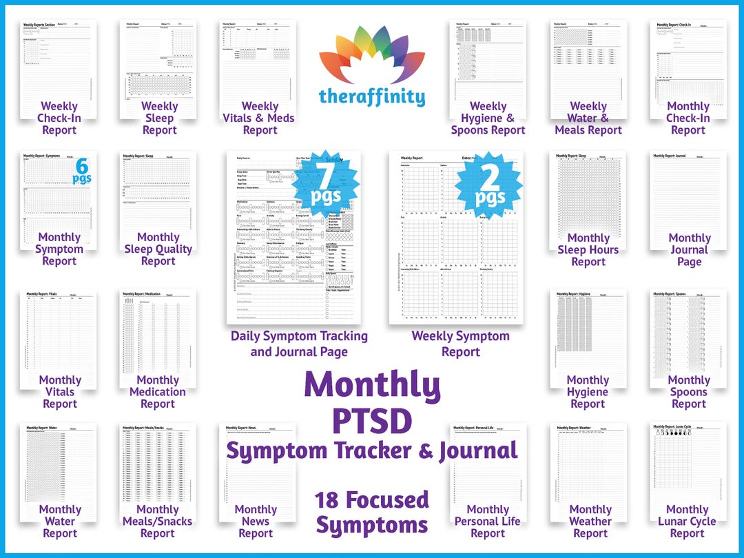 Monthly PTSD Symptom Tracker and Journal for C-PTSD Mood Tracker and ...